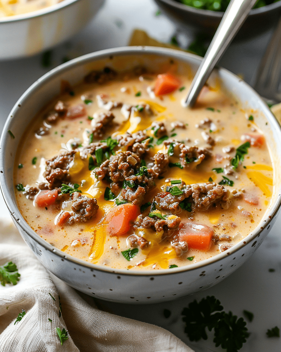 Easy Cheeseburger Soup Recipe | Sue Recipe