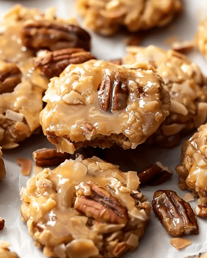 No-Bake Coconut Pecan Praline Cookies | Sue Recipe