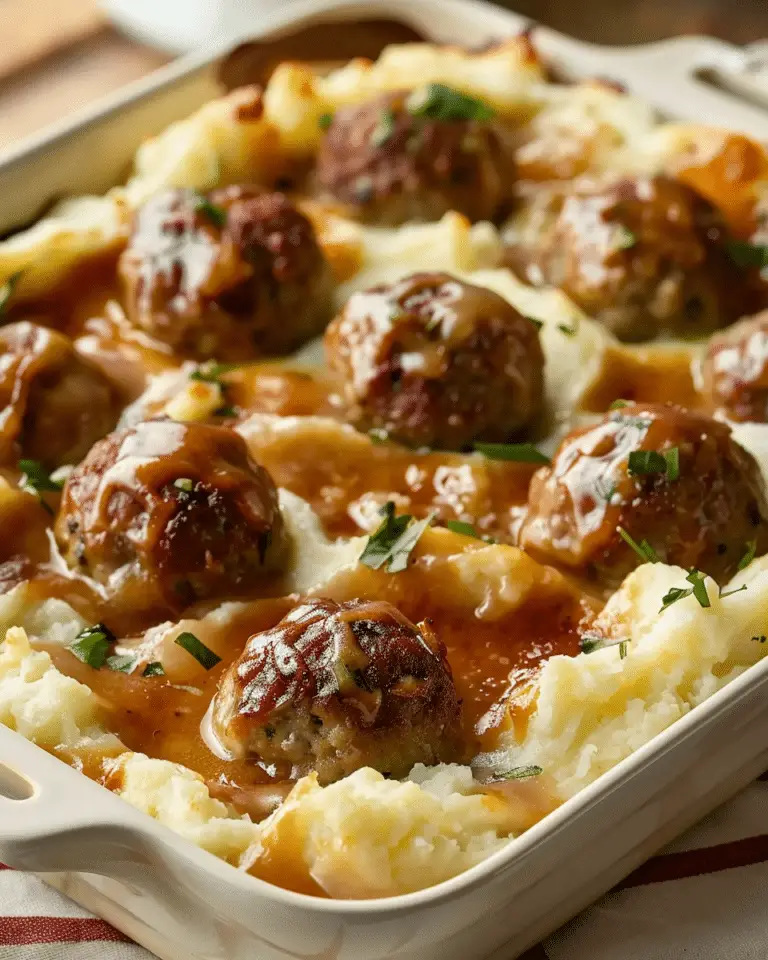 Meatball & Mashed Potato Bake | Sue Recipe