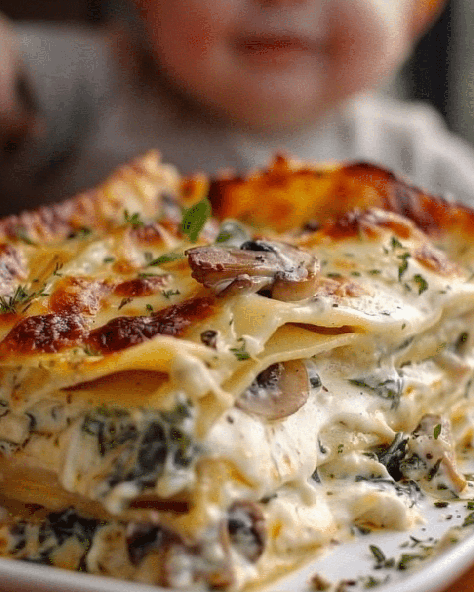 Spinach and Mushroom White Lasagna | Sue Recipe