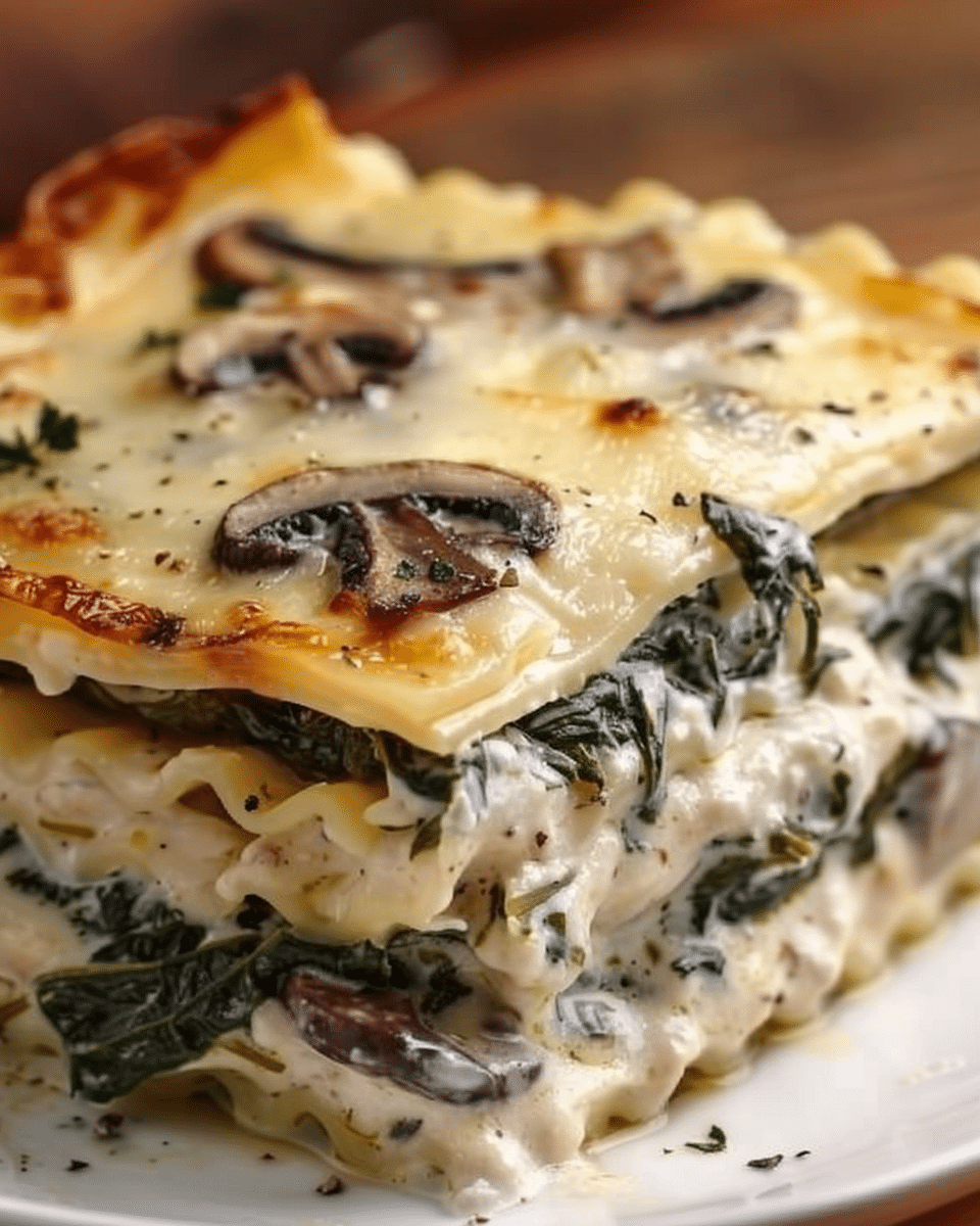 Spinach and Mushroom White Lasagna | Sue Recipe