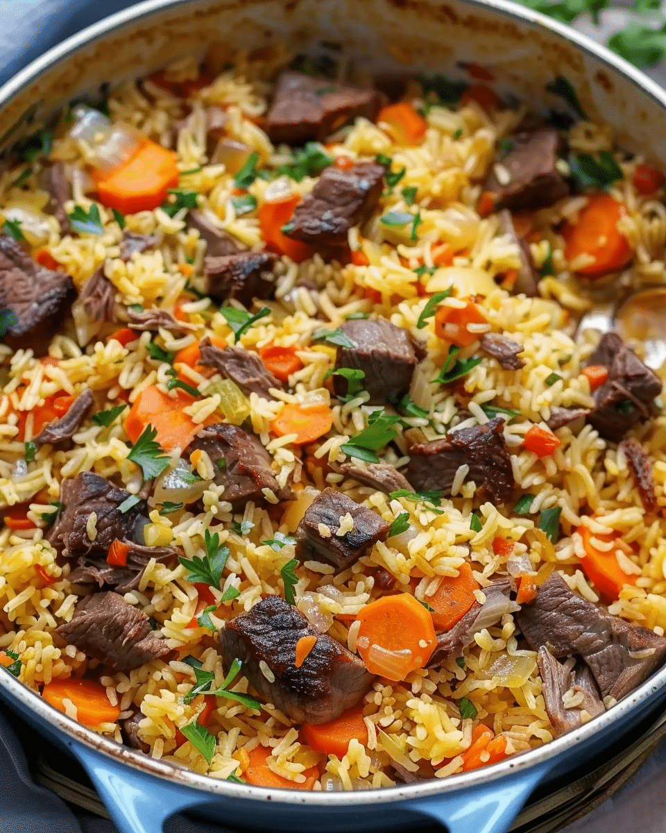Beef Plov Recipe (Ukrainian Rice Pilaf) | Sue Recipe