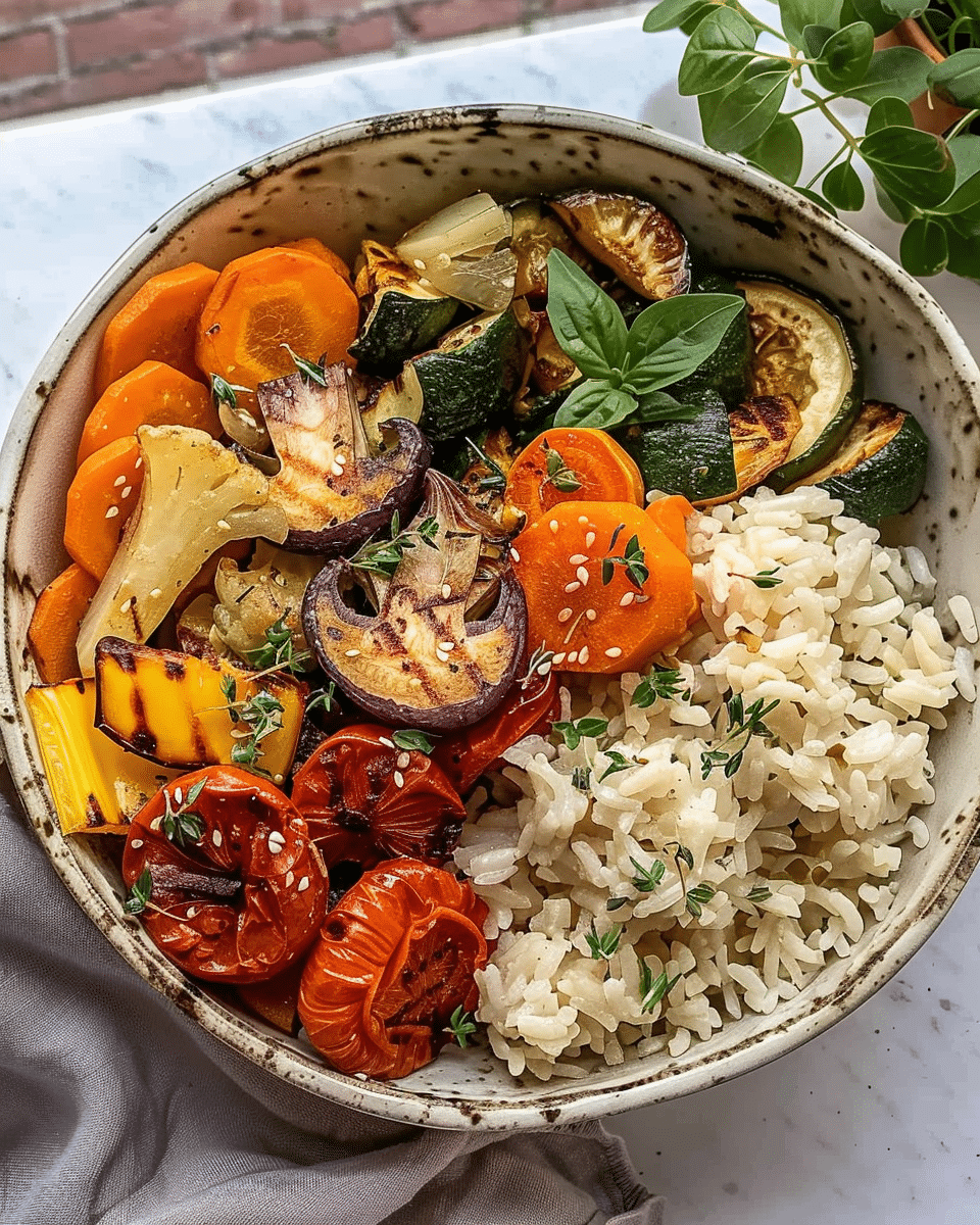 Roasted Vegetable Rice Bowl | Sue Recipe