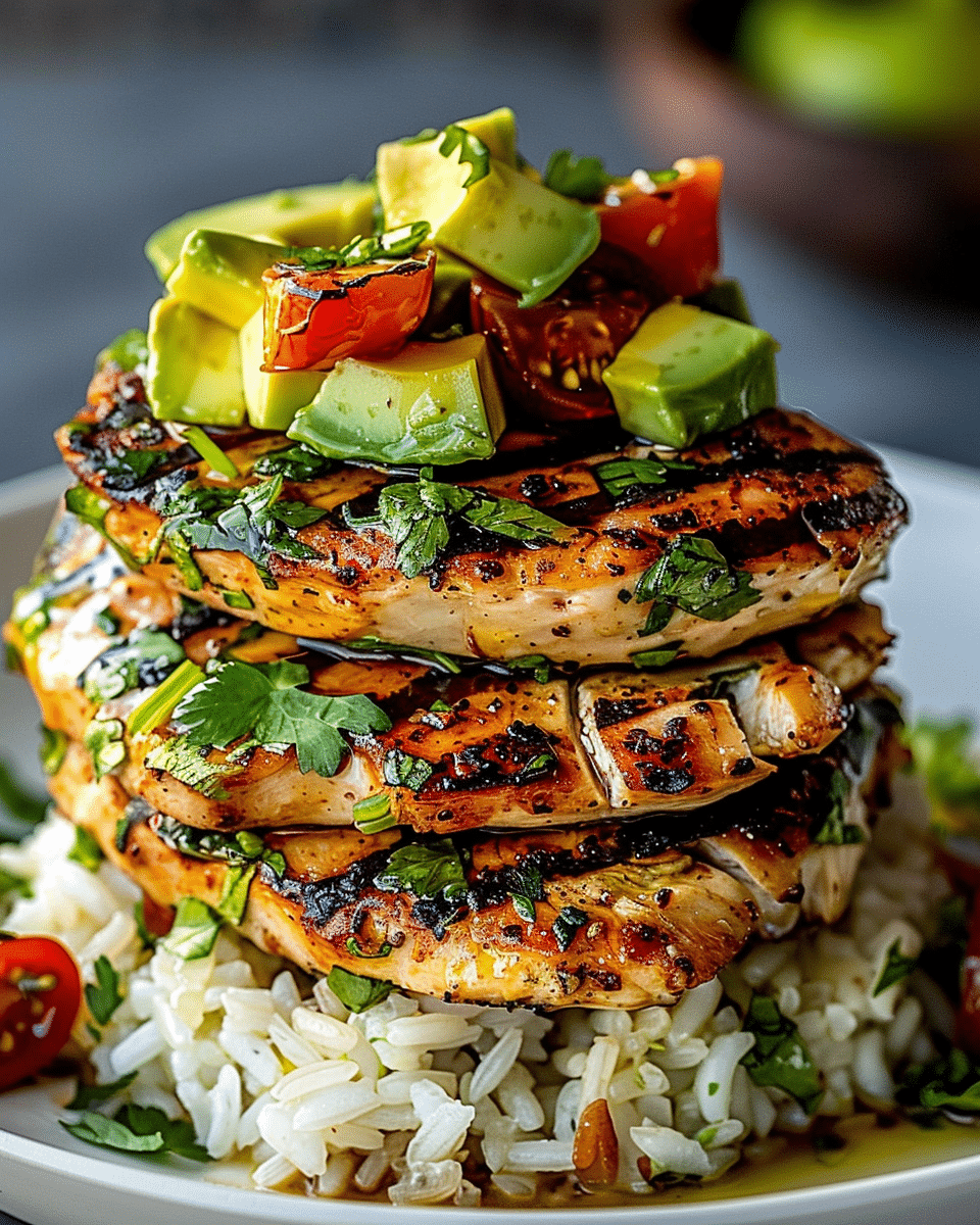 Honey Lime Chicken & Avocado Rice Stack | Sue Recipe