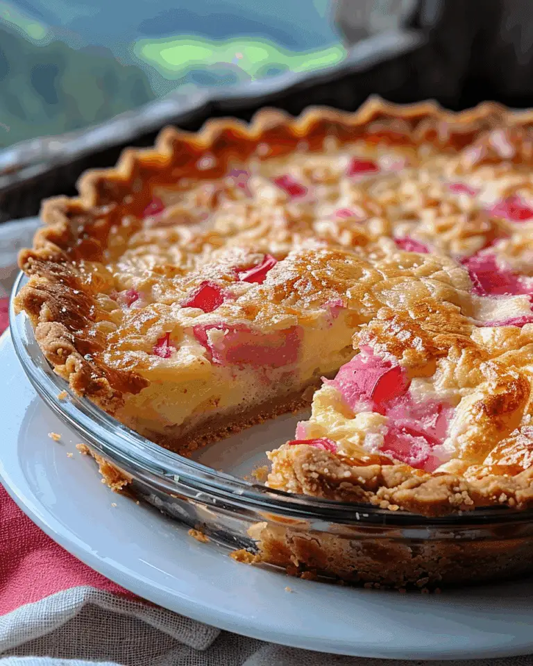 Crustless Rhubarb Custard Pie | Sue Recipe