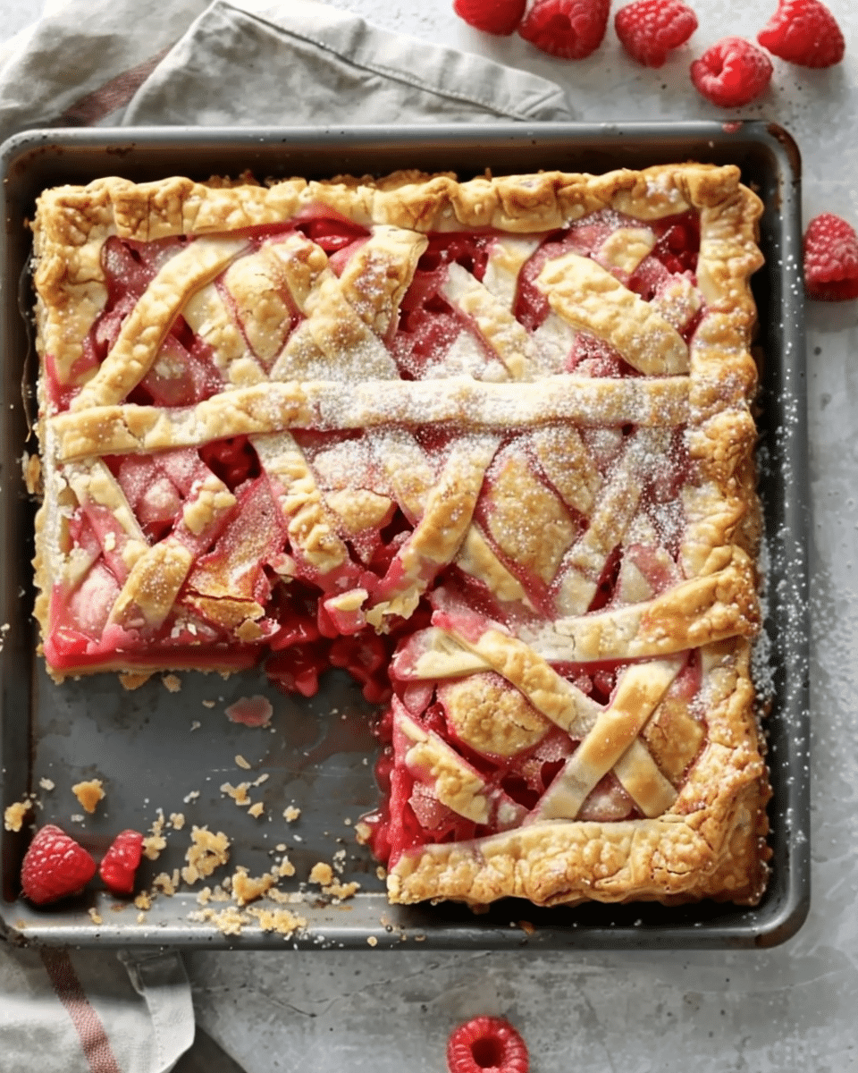Raspberry-Rhubarb Slab Pie | Sue Recipe