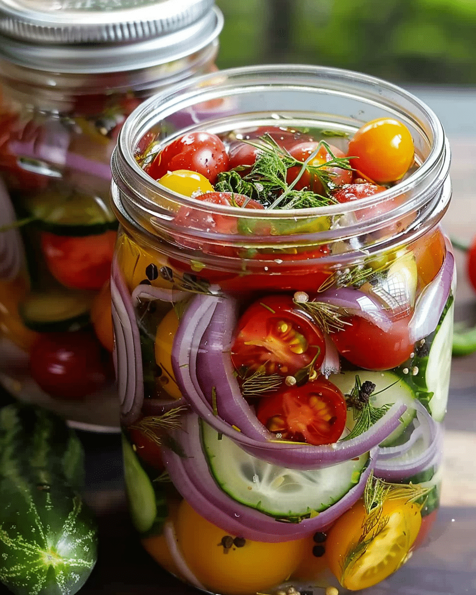 Pickled Cherry Tomatoes, Red Onions, and Cucumbers | Sue Recipe