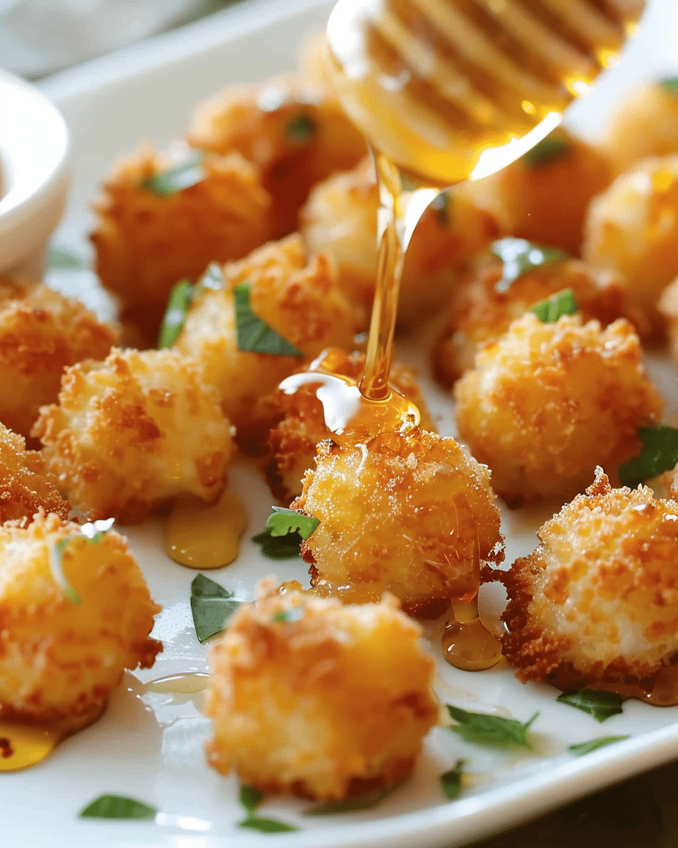 Crispy Goat Cheese Poppers with Honey | Sue Recipe
