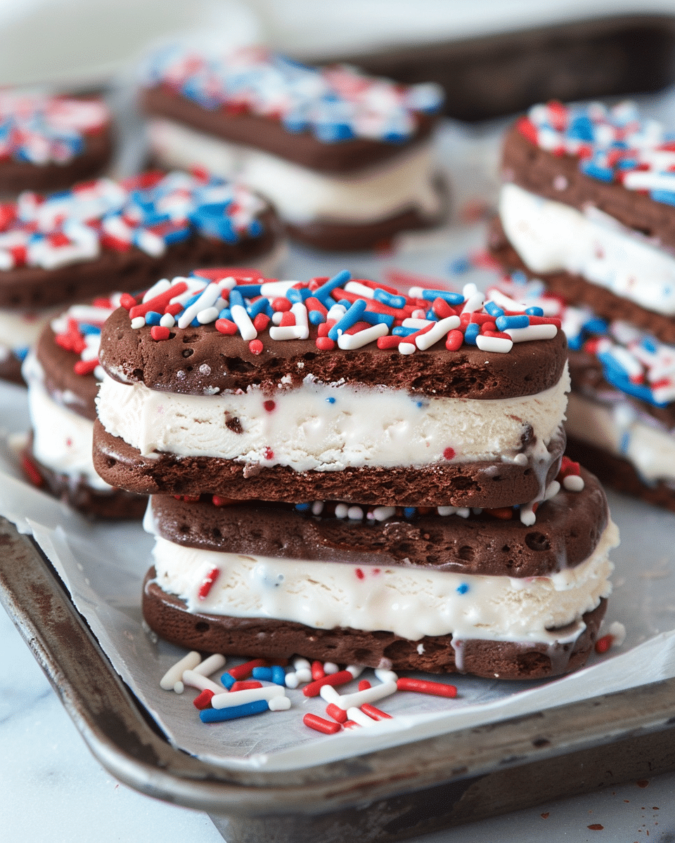 Patriotic Mini Ice Cream Sandwiches | Sue Recipe
