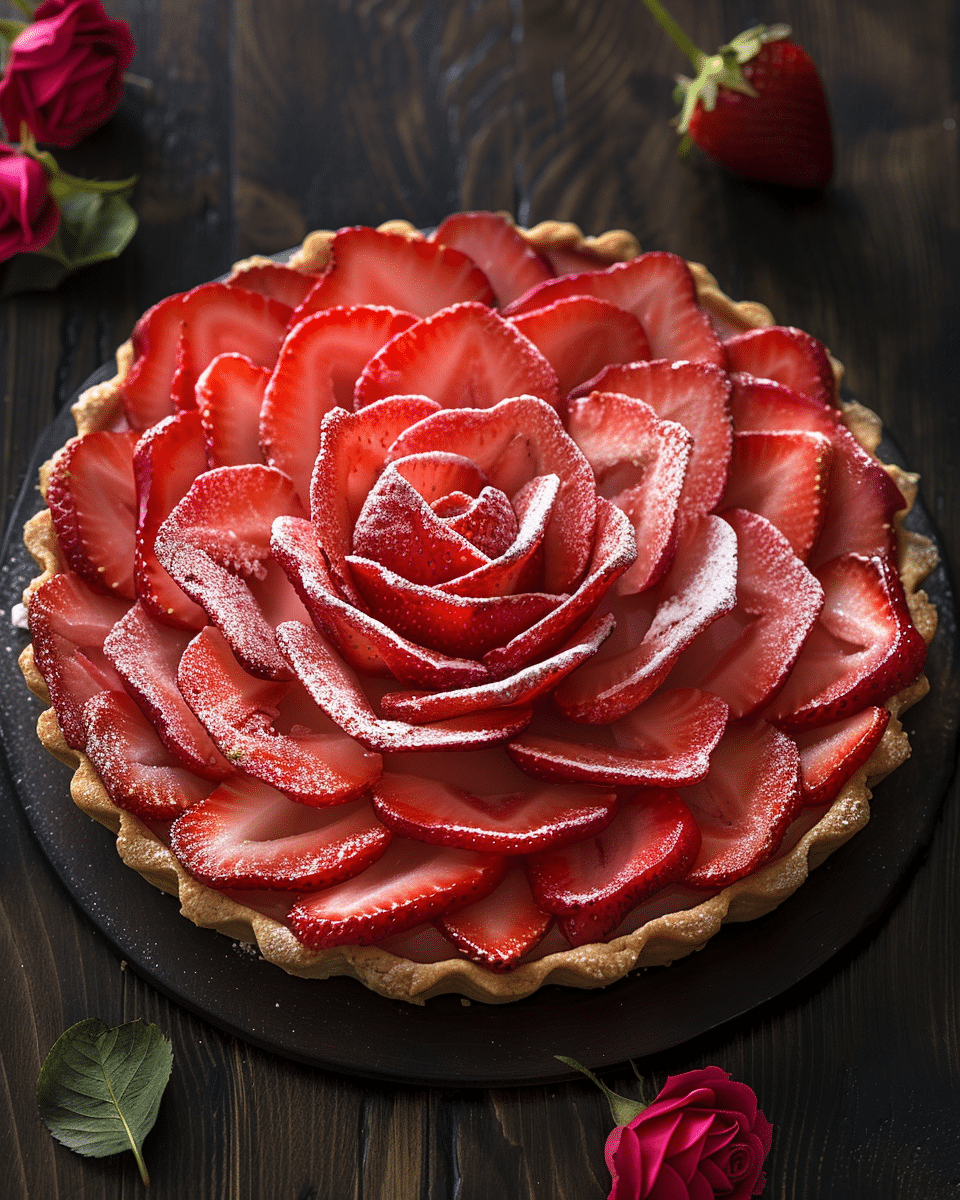 Strawberry Rose Tart with Custard Cream | Sue Recipe