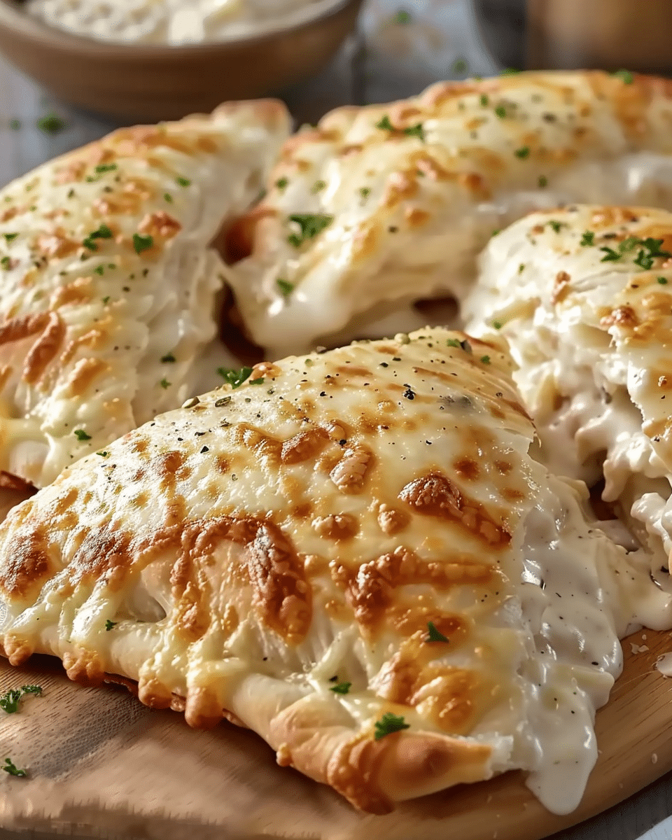 Chicken Alfredo Air Fryer Calzones | Sue Recipe