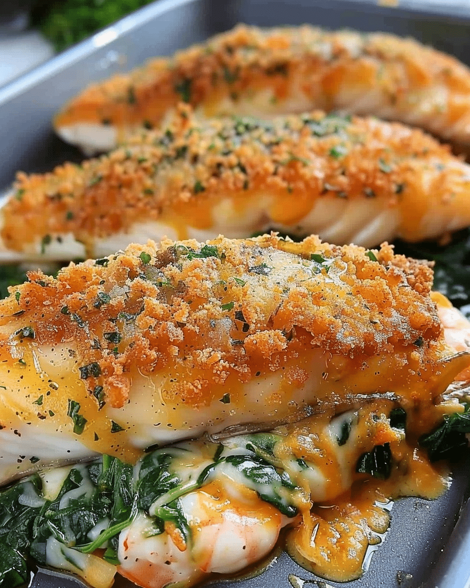 Stuffed Catfish with Cheese, Spinach, and Shrimp | Sue Recipe