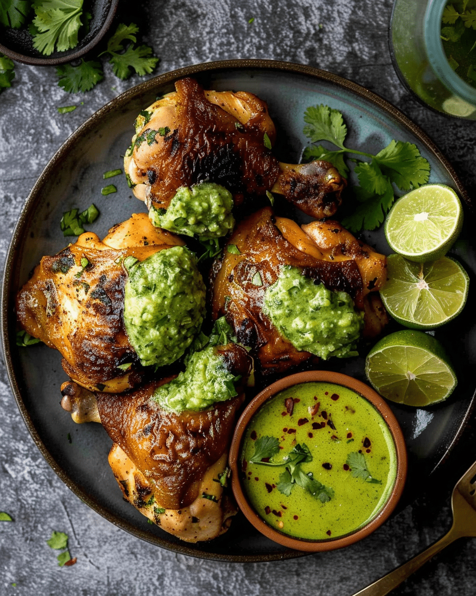 Peruvian Grilled Chicken with Creamy Green Sauce | Sue Recipe