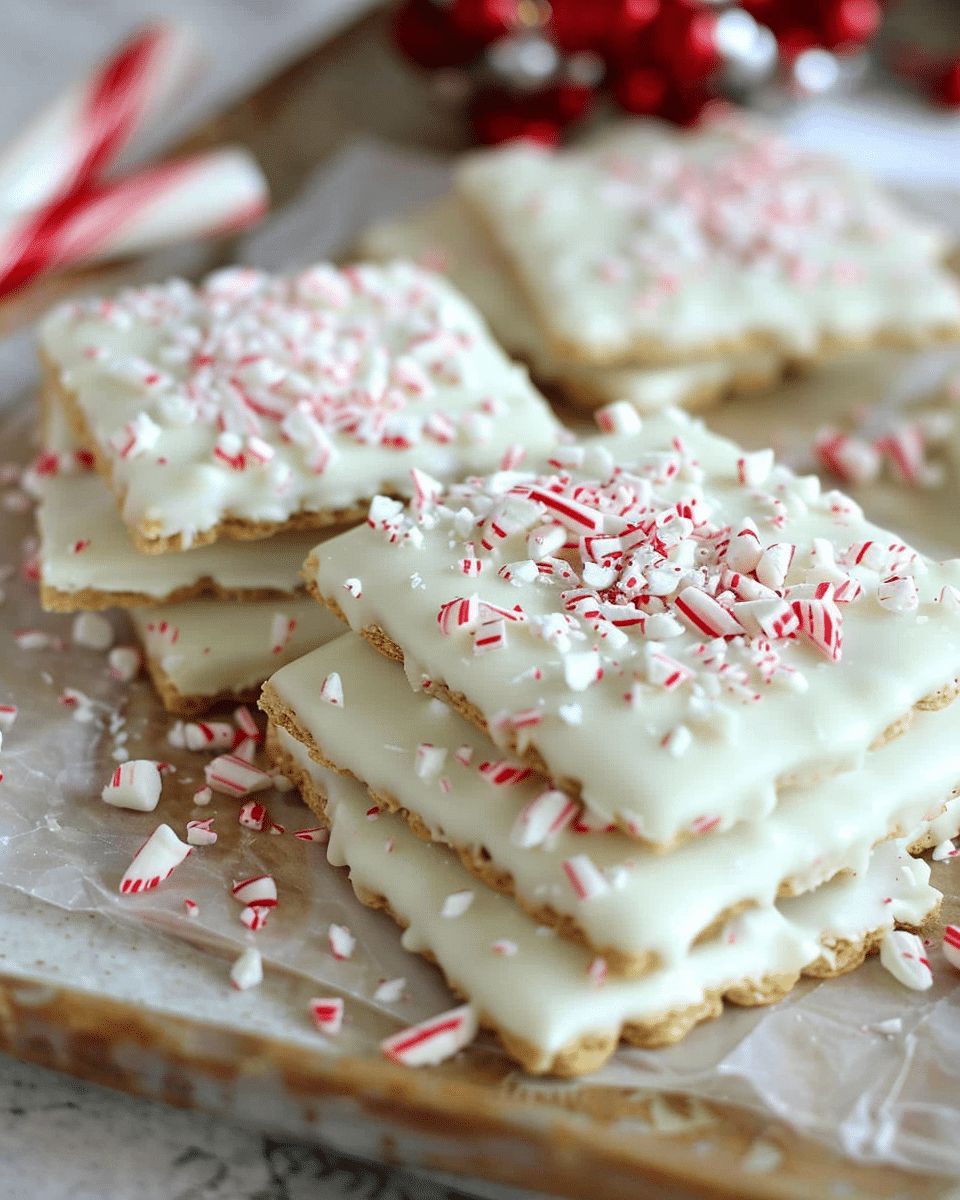Peppermint Crunch White Chocolate Covered Graham Crackers | Sue Recipe