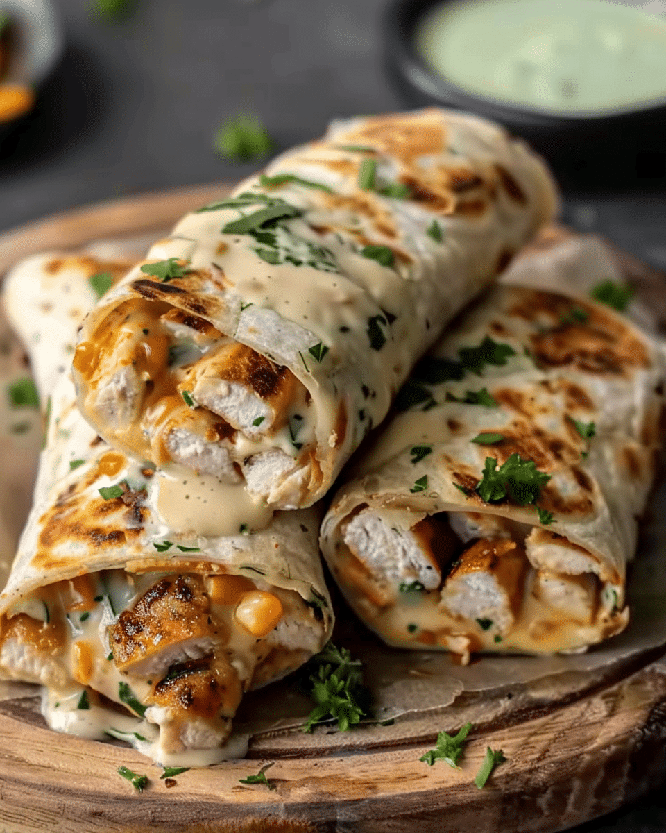 Cheesy Chicken Garlic Wraps | Sue Recipe