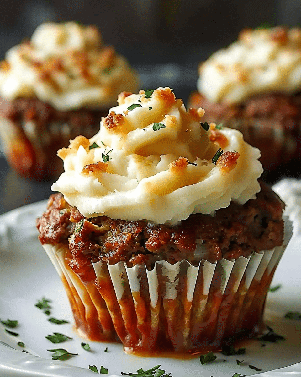 Meatloaf Cupcakes with Whipped Potato Topping | Sue Recipe