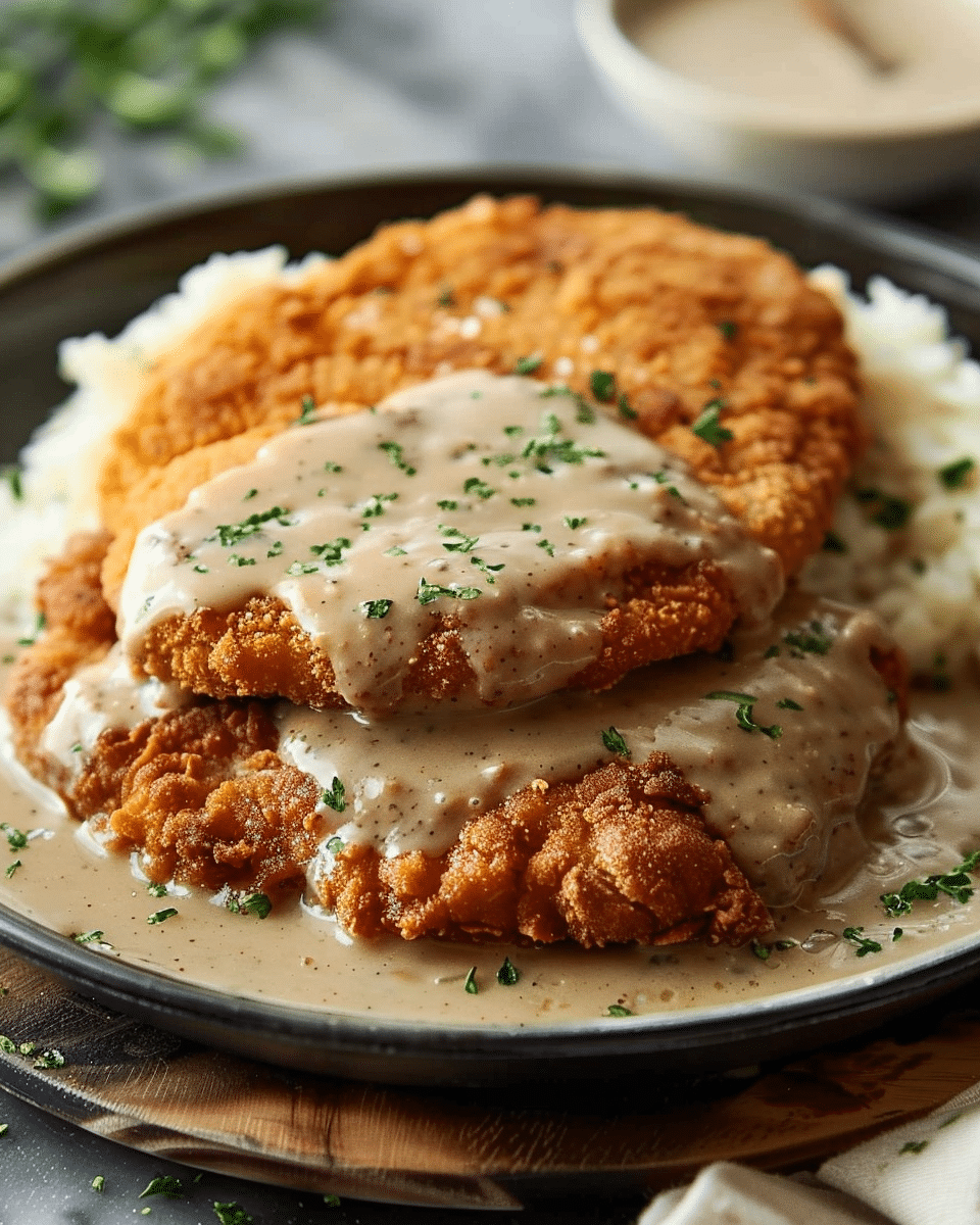 Crispy Buttermilk Chicken Fried Steak with Country Gravy | Sue Recipe