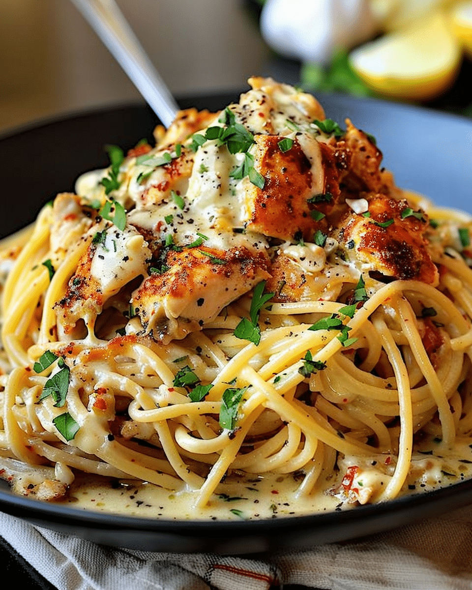 Creamy Cajun Chicken Spaghetti with Garlic Mozzarella Sauce | Sue Recipe