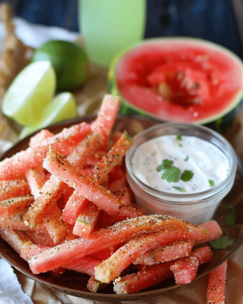 Watermelon Fries with Coconut Lime Dip | Sue Recipe