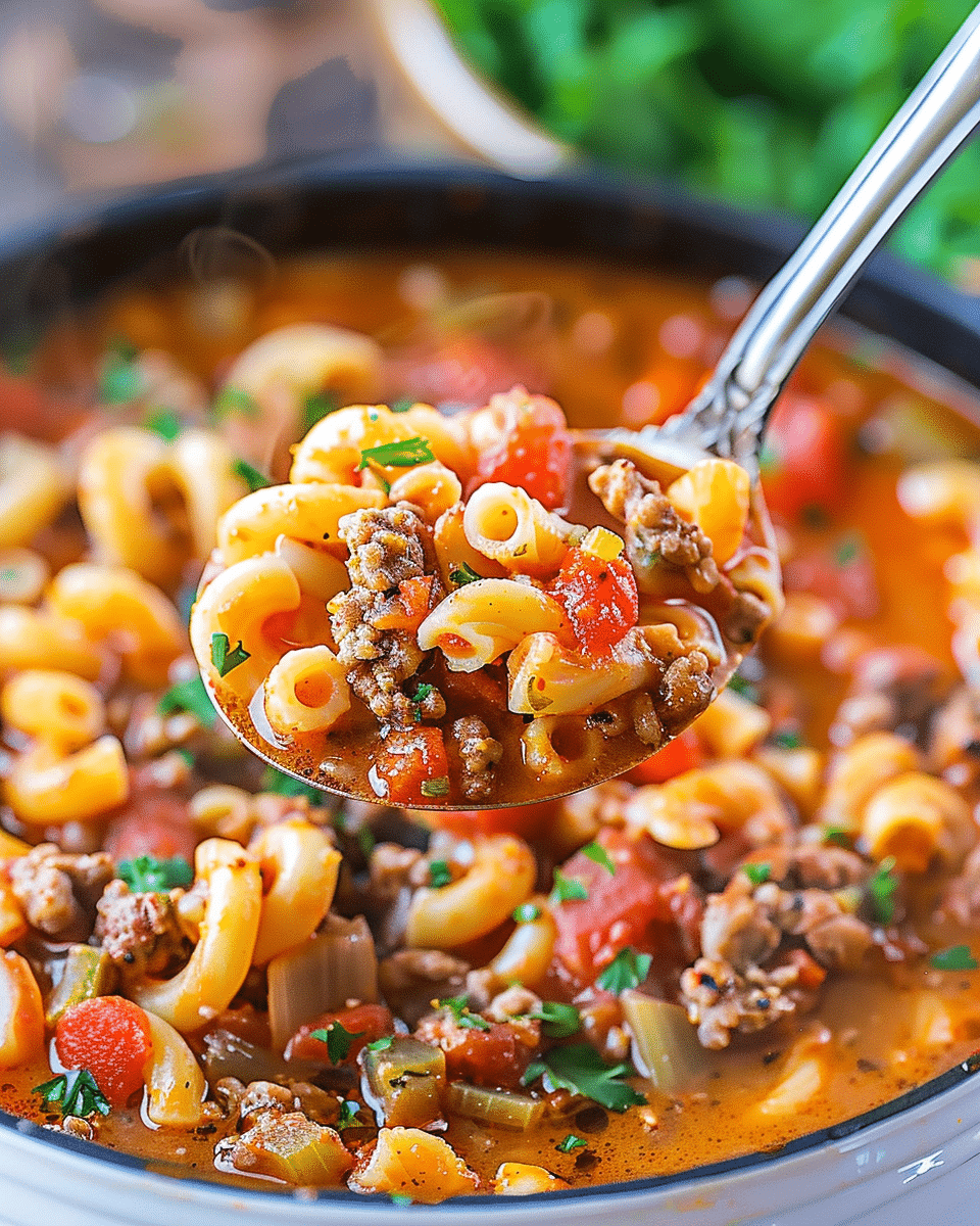Hearty Hamburger Macaroni Soup | Sue Recipe