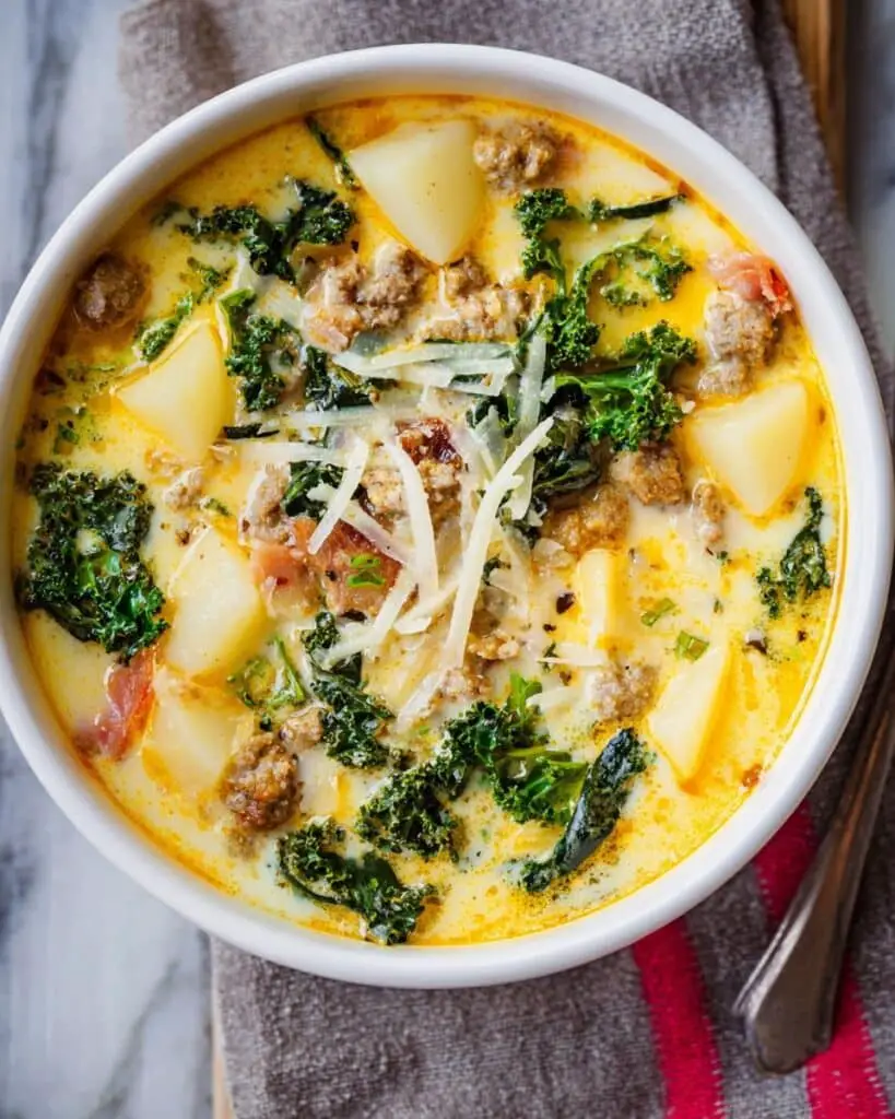 Creamy Italian Sausage Potato and Kale Soup - Warm, Hearty Comfort