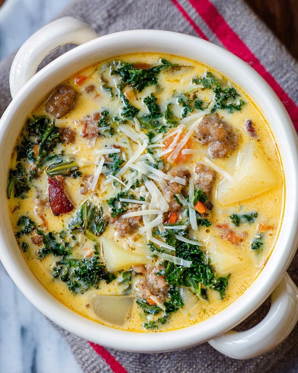 Creamy Italian Sausage Potato and Kale Soup - Warm, Hearty Comfort