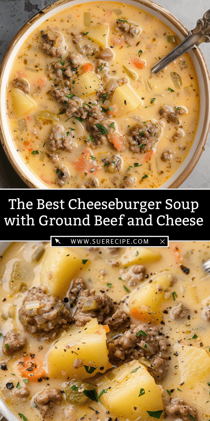 Hearty Cheeseburger Soup | Sue Recipe