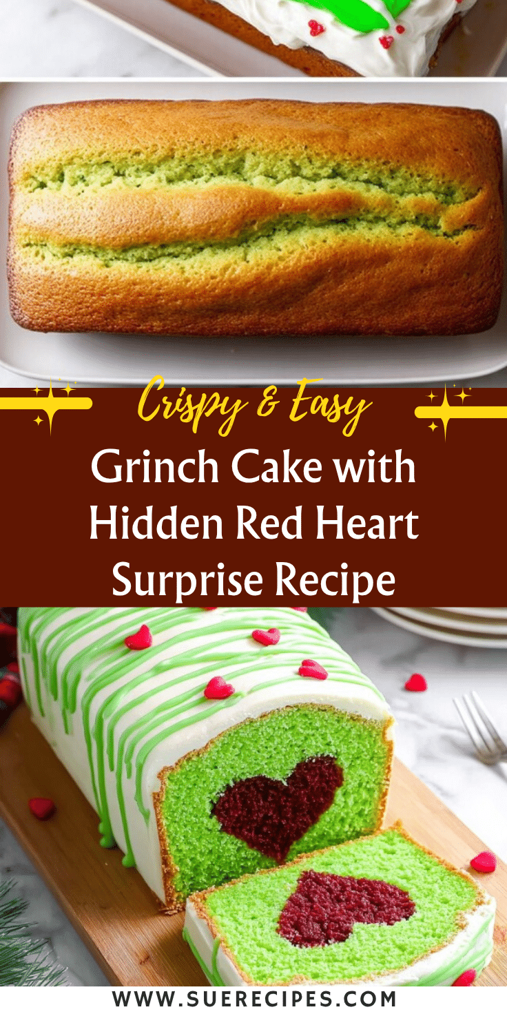 Grinch Cake with Hidden Red Heart Surprise — Festive Holiday Delight