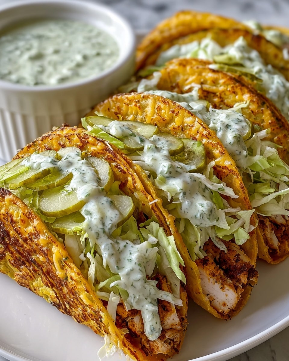 Dill Pickle Ranch Chicken Tacos with Crispy Cheese Lace